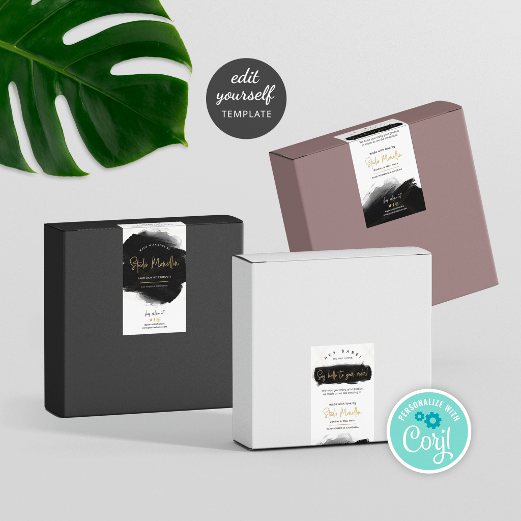 Box Sealing Sticker Label Template: DIY Mailer Box Seal Labels