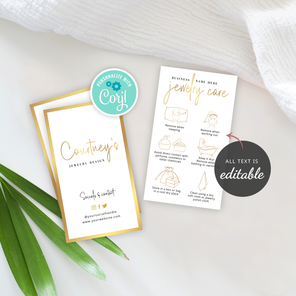 Jewellery Care Instructions Template: Care Instructions for Jewelry