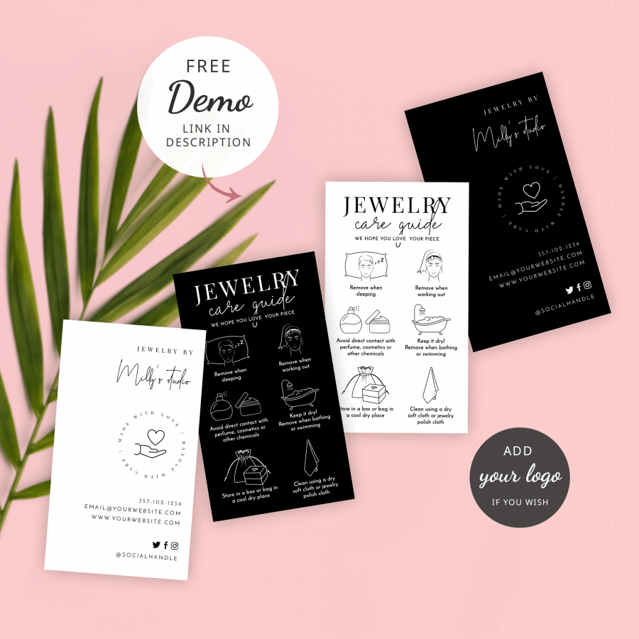 Jewellery Care Card Template: Printable Jewellery Care Guide
