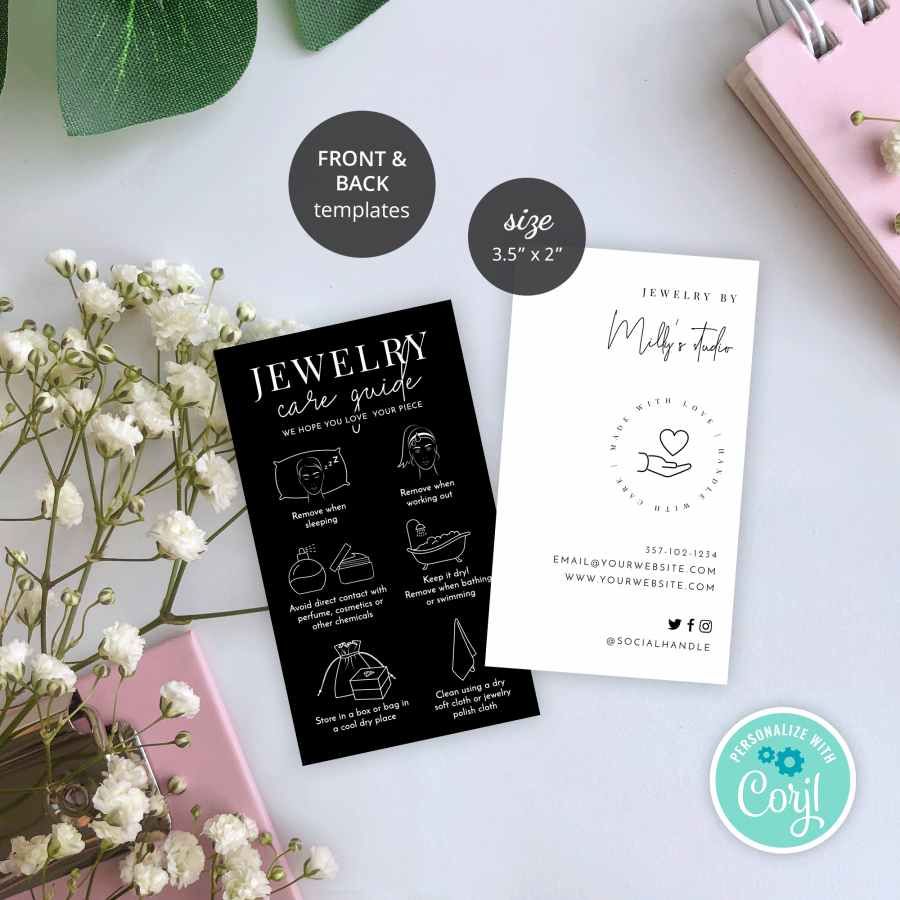 Jewellery Care Card Template: Printable Jewellery Care Guide