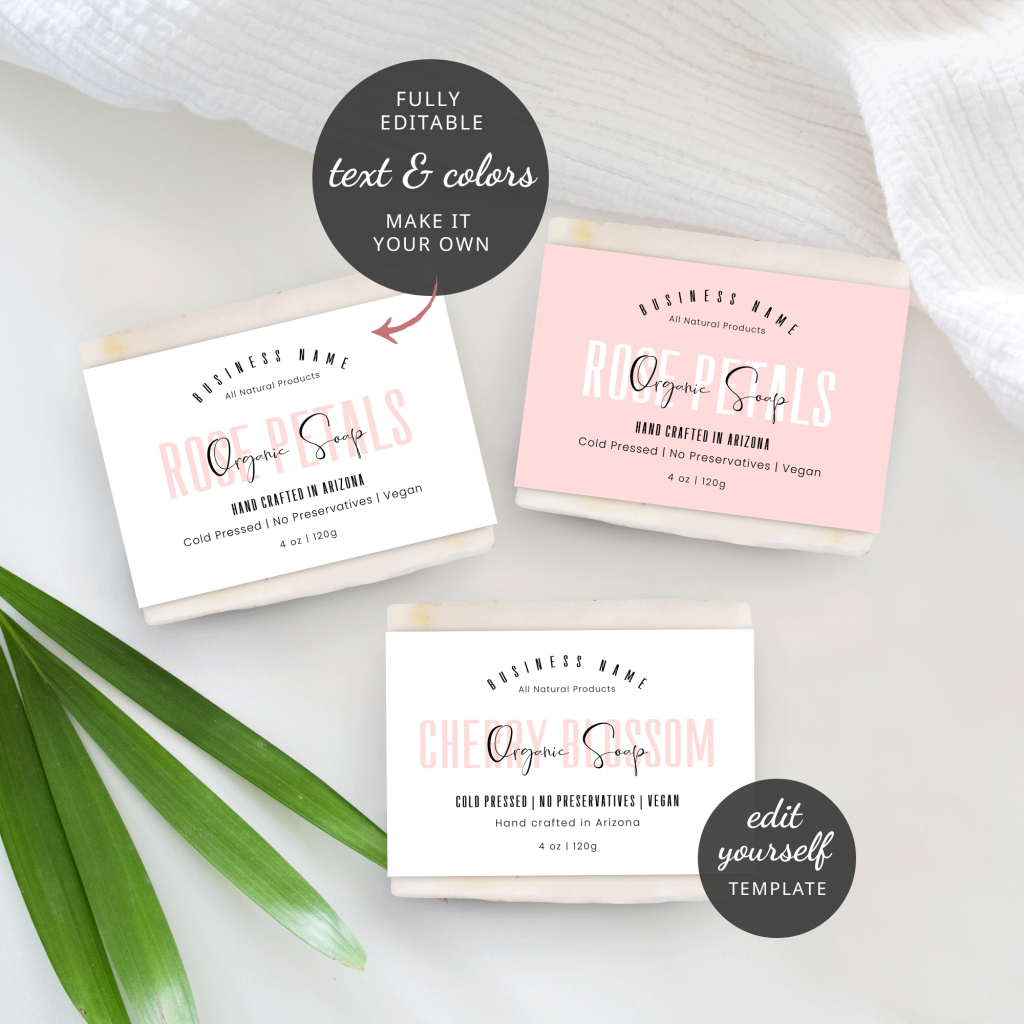 Soap Bar Label Design Template: Custom Soap Label Wrappers