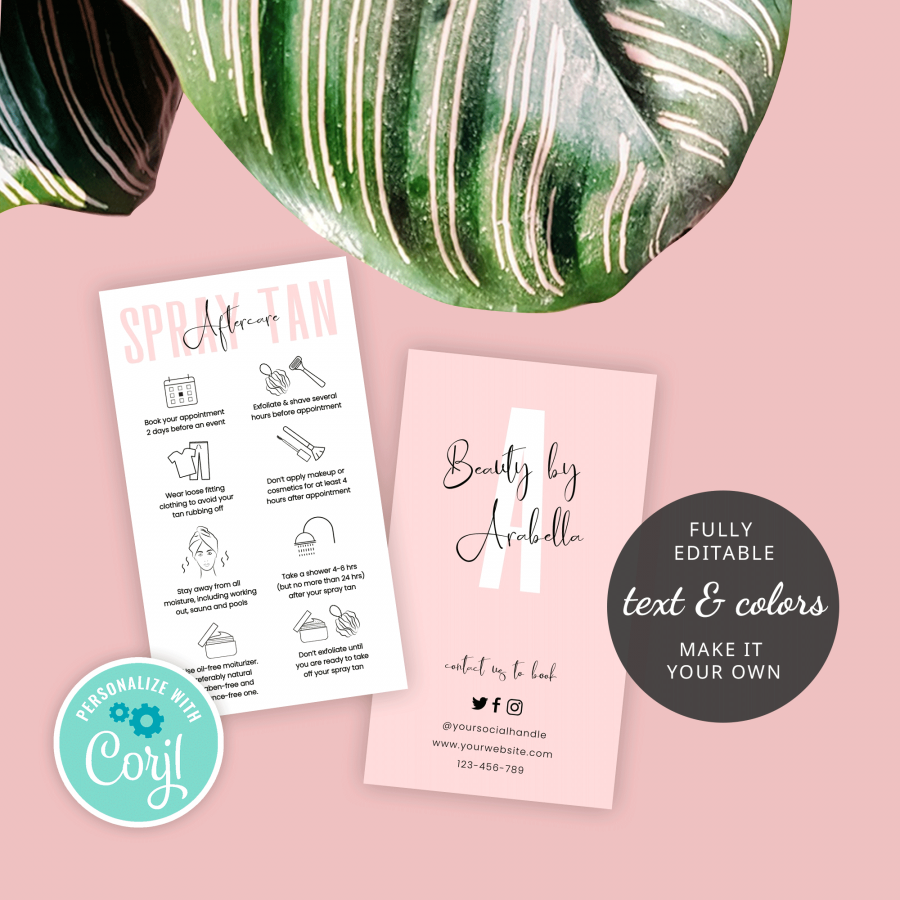 Spray Tanning After Care Template: Printable Post Spray Tan Care