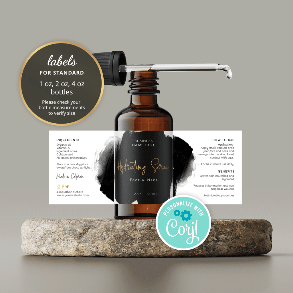 Cosmetic Jar Labels - DIY Dropper Bottle Label Design Template