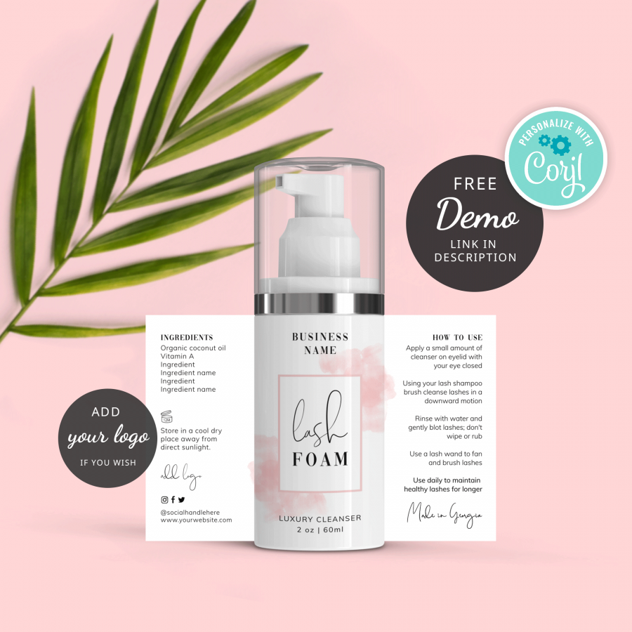 Lash Cleanser Private Label Template Lash Shampoo Bottle Labels
