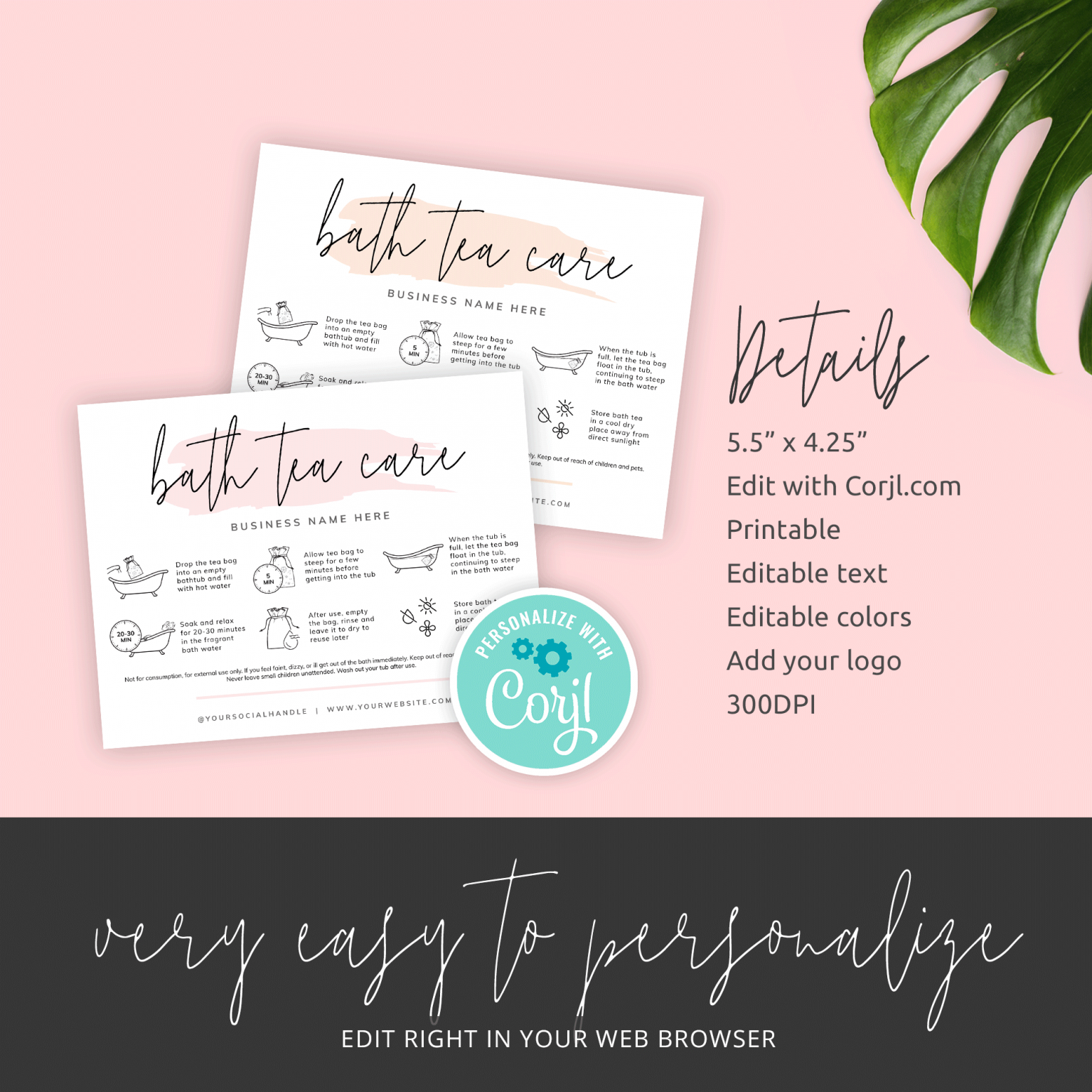 Bath Tea Soak Instructions Template: Printable Bath Teabag Guide