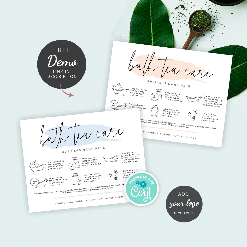 Bath Tea Soak Instructions Template: Printable Bath Teabag Guide
