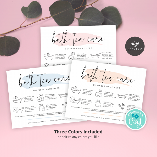 Bath Tea Soak Instructions Template: Printable Bath Teabag Guide