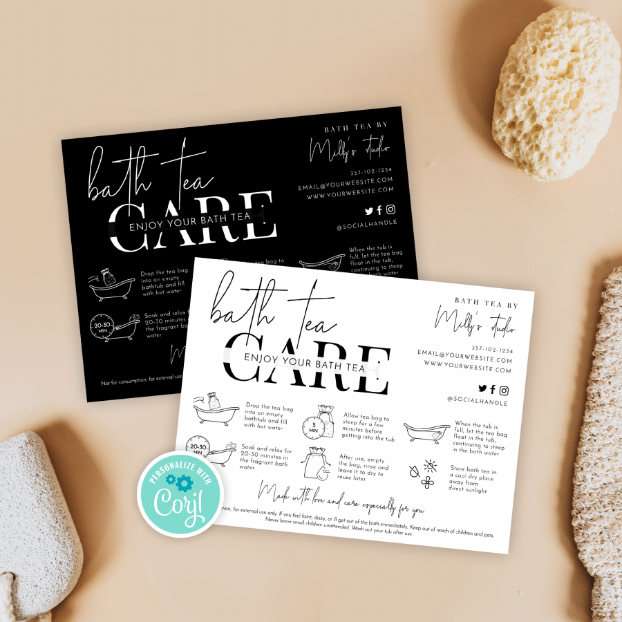 Bath and Body Care Cards Templates - Bath Products Care Guides
