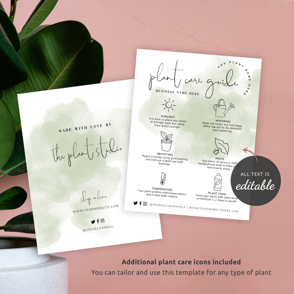 Houseplant Guide Template: Custom House Plant Care Instructions