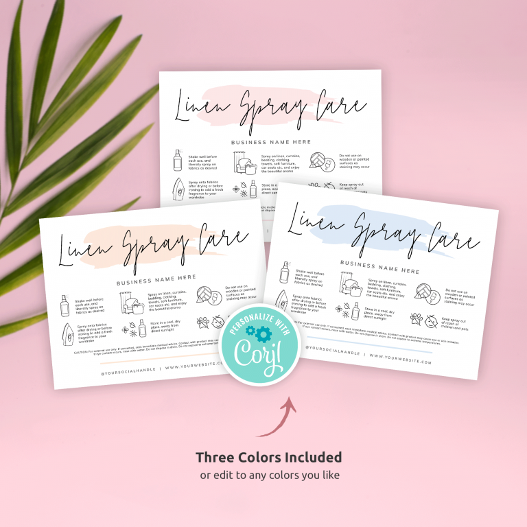 Linen Spray Warning Card Template: Printable Fabric Mist Guide