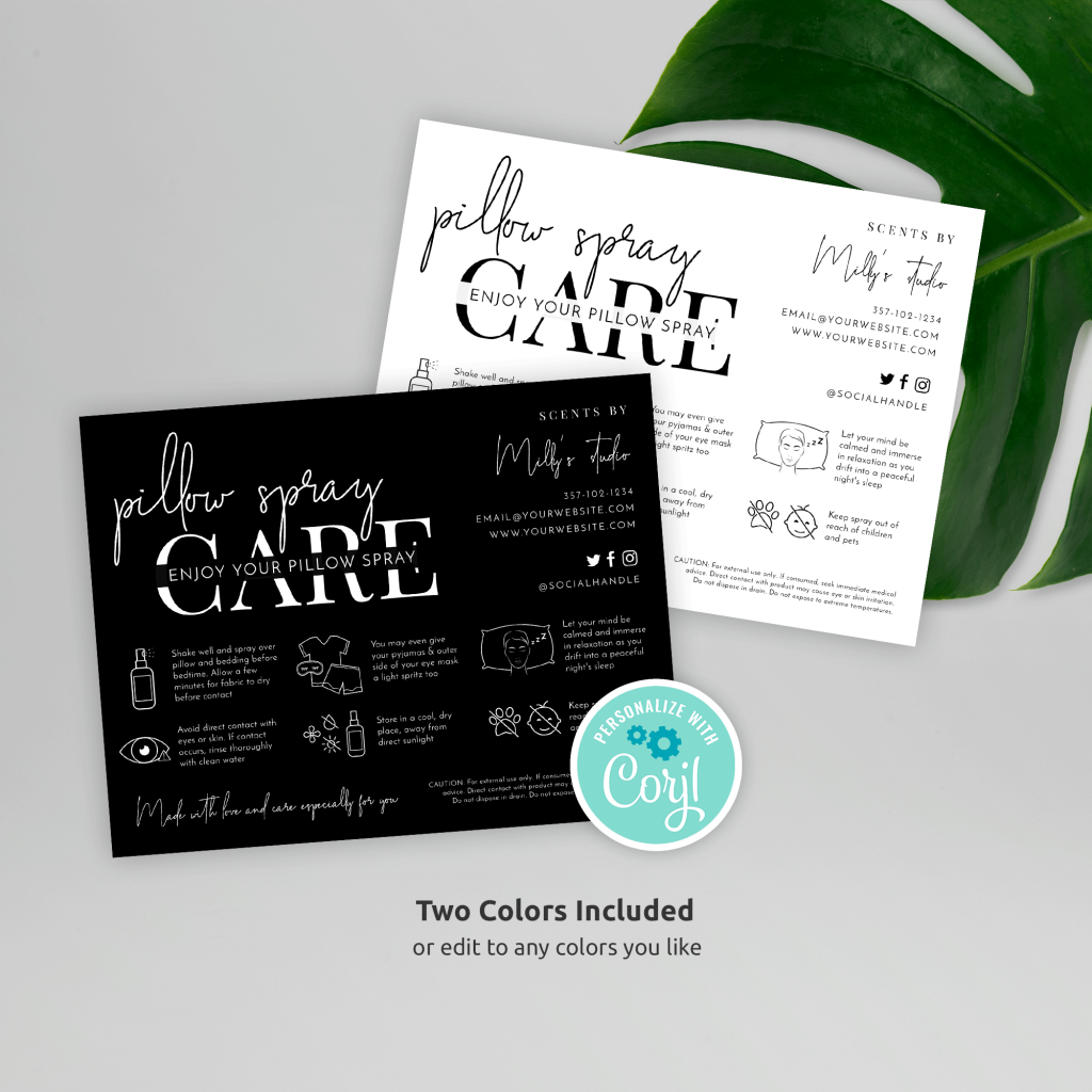 Pillow Spray Guide Template: Modern Sleep Mist Care Instructions
