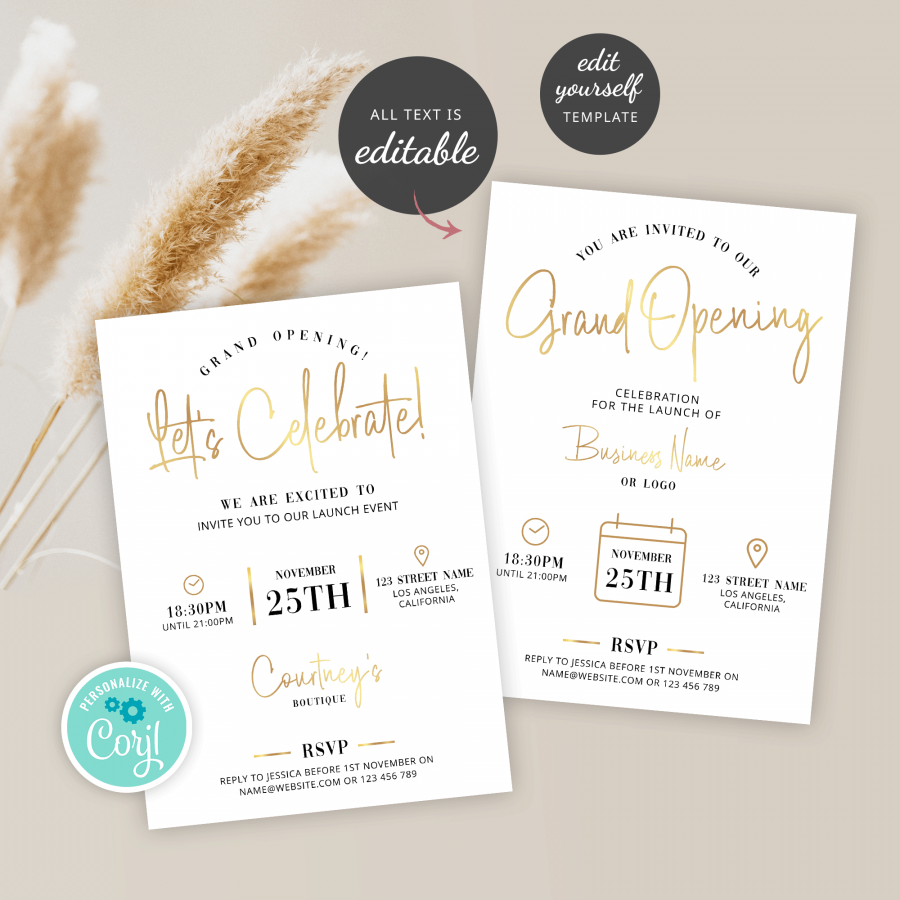 Grand Opening Invite Template: Editable Business Launch Flyer