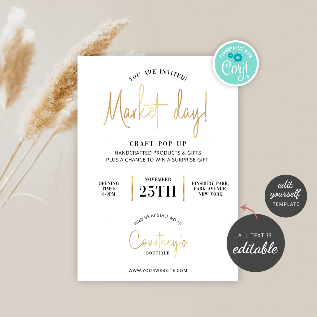 Market Flyer Template: Craft Market Pop Up Shop Flyer Invitation