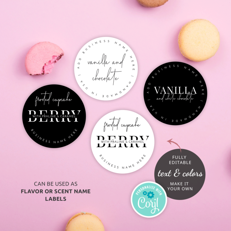 Scent Name Label Template Customizable Circle Product Stickers