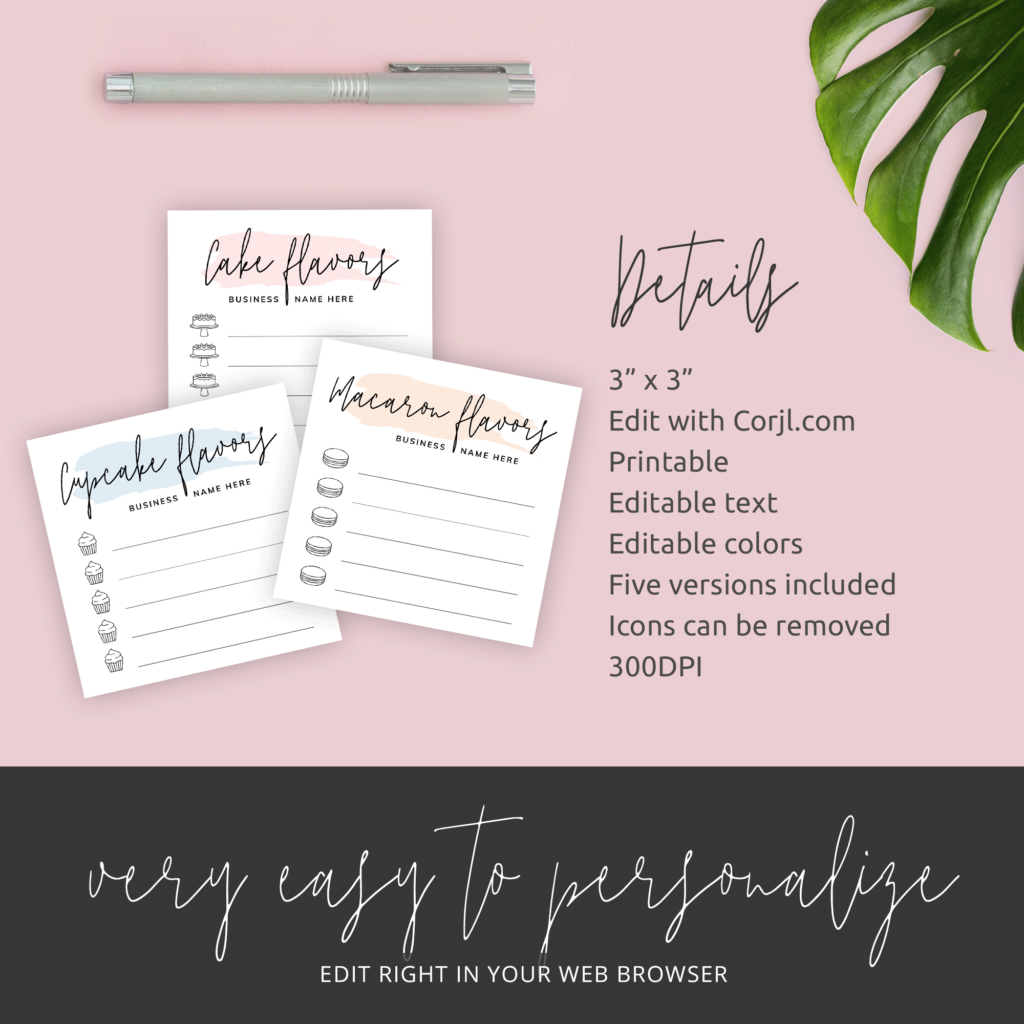 List Of Flavors Label Template: Printable Bakery & Dessert Stickers