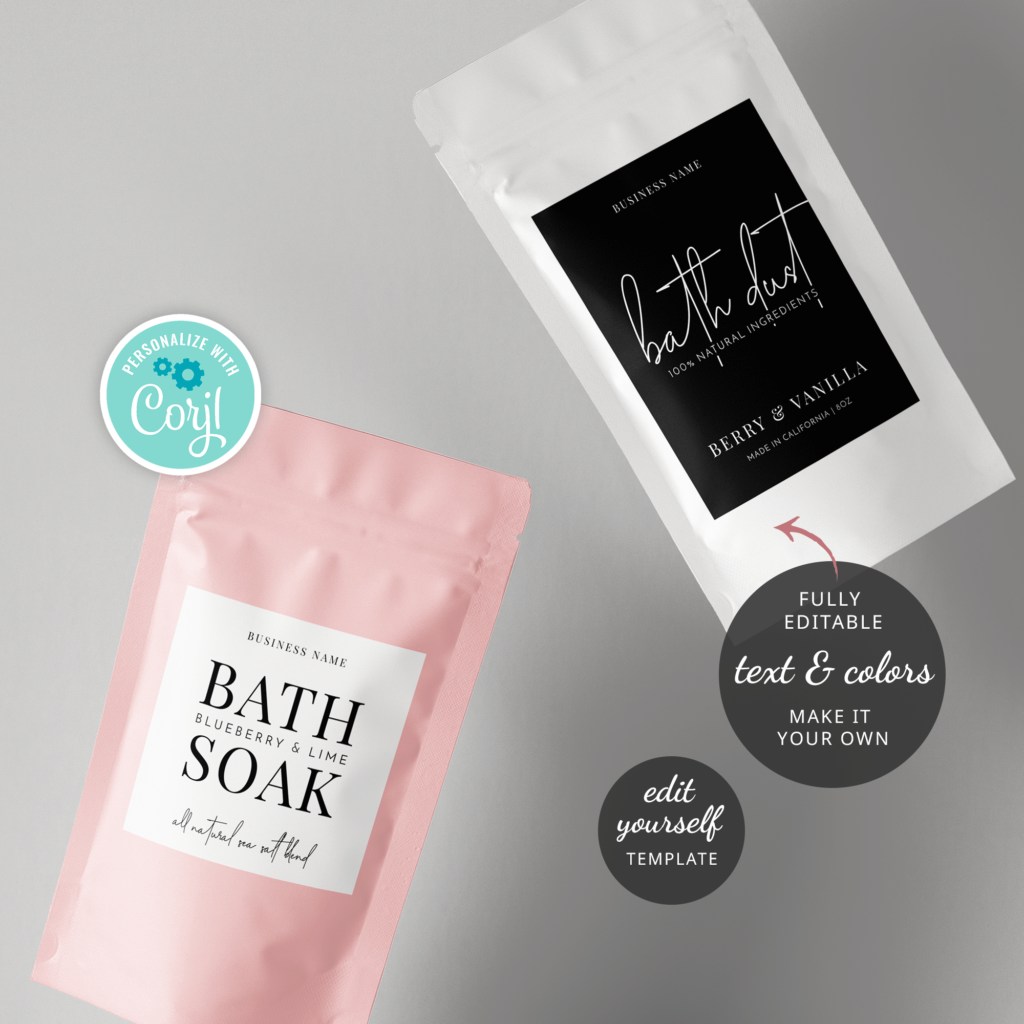 Pouch Label Templates: Editable Minimalist Doy Pack Branding Kit