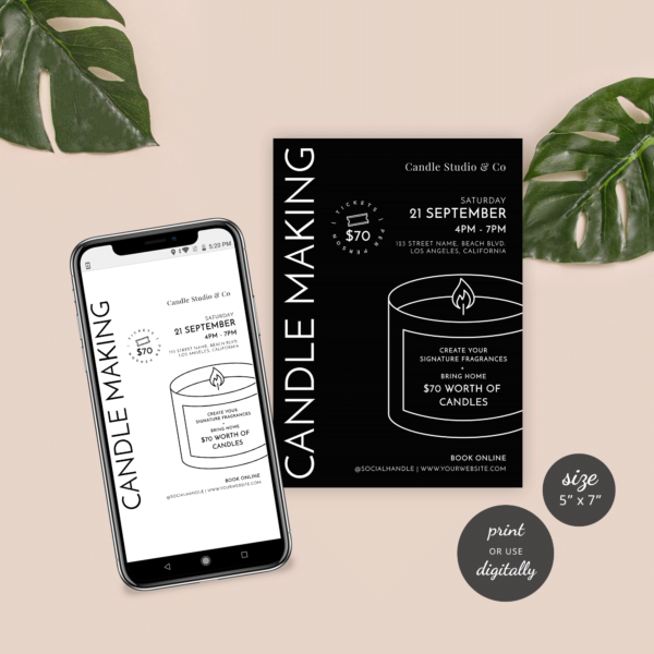 Candle Making Flyer Template: Modern Candle Workshop Invite