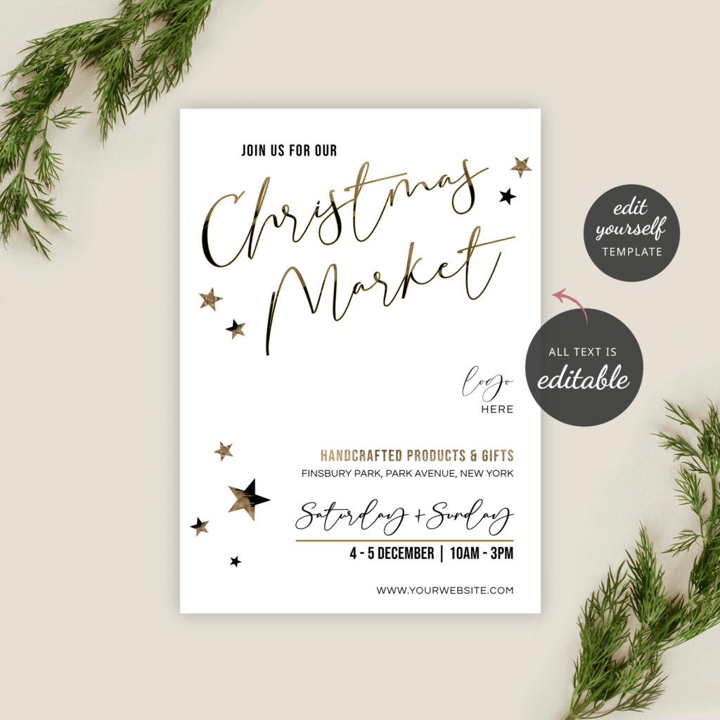 Christmas Market Flyer Template: Editable Christmas Fair Invitation