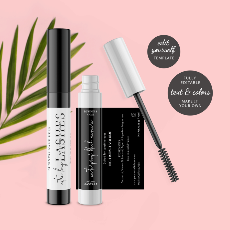 Mascara Label Template: Custom 10ml Cosmetic Mascara Stickers