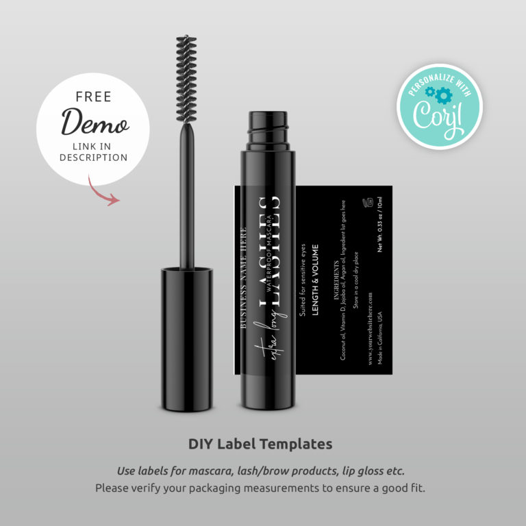 Mascara Label Template: Custom 10ml Cosmetic Mascara Stickers