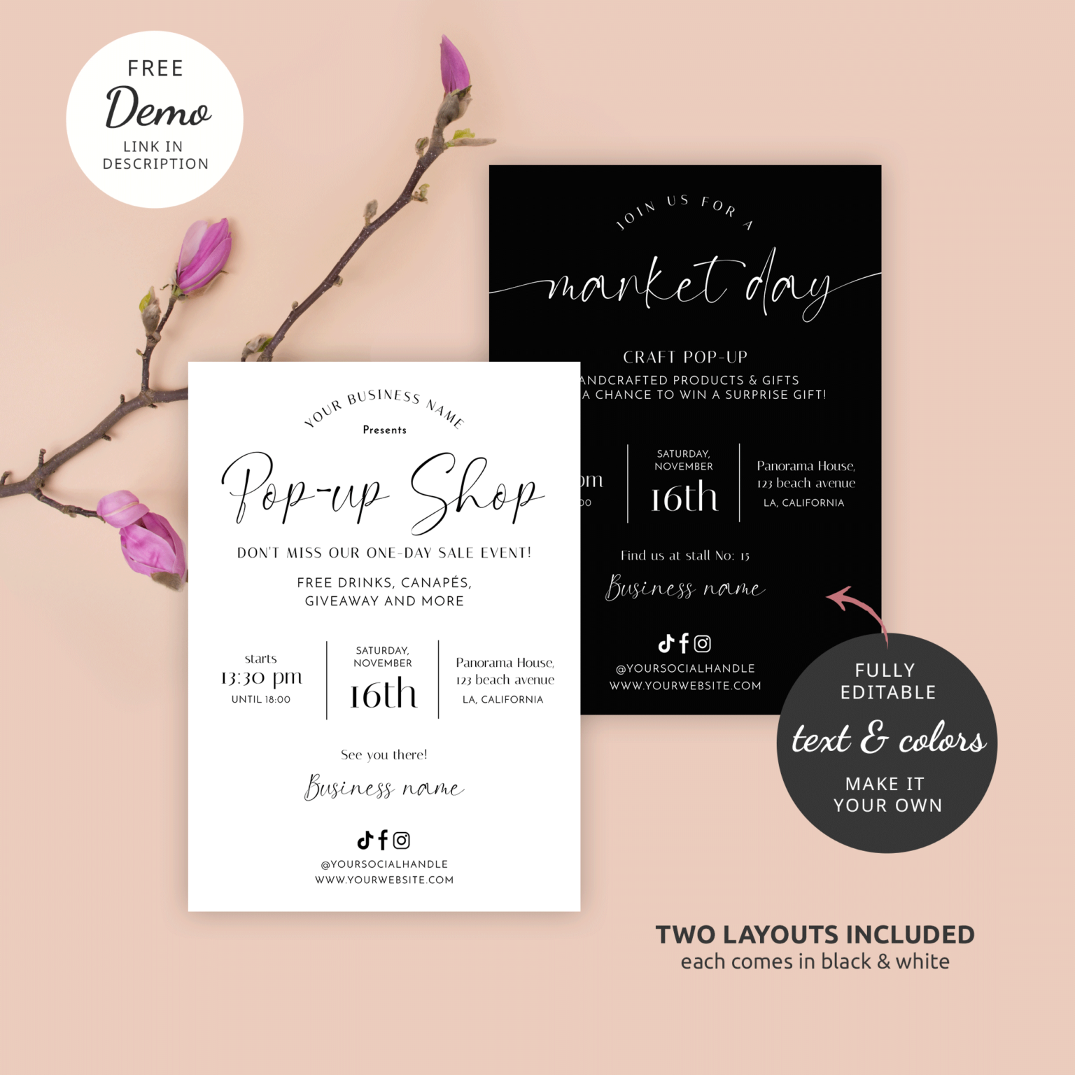 Market Day Flyer Template: DIY Pop Up Event Flyers & Invitations