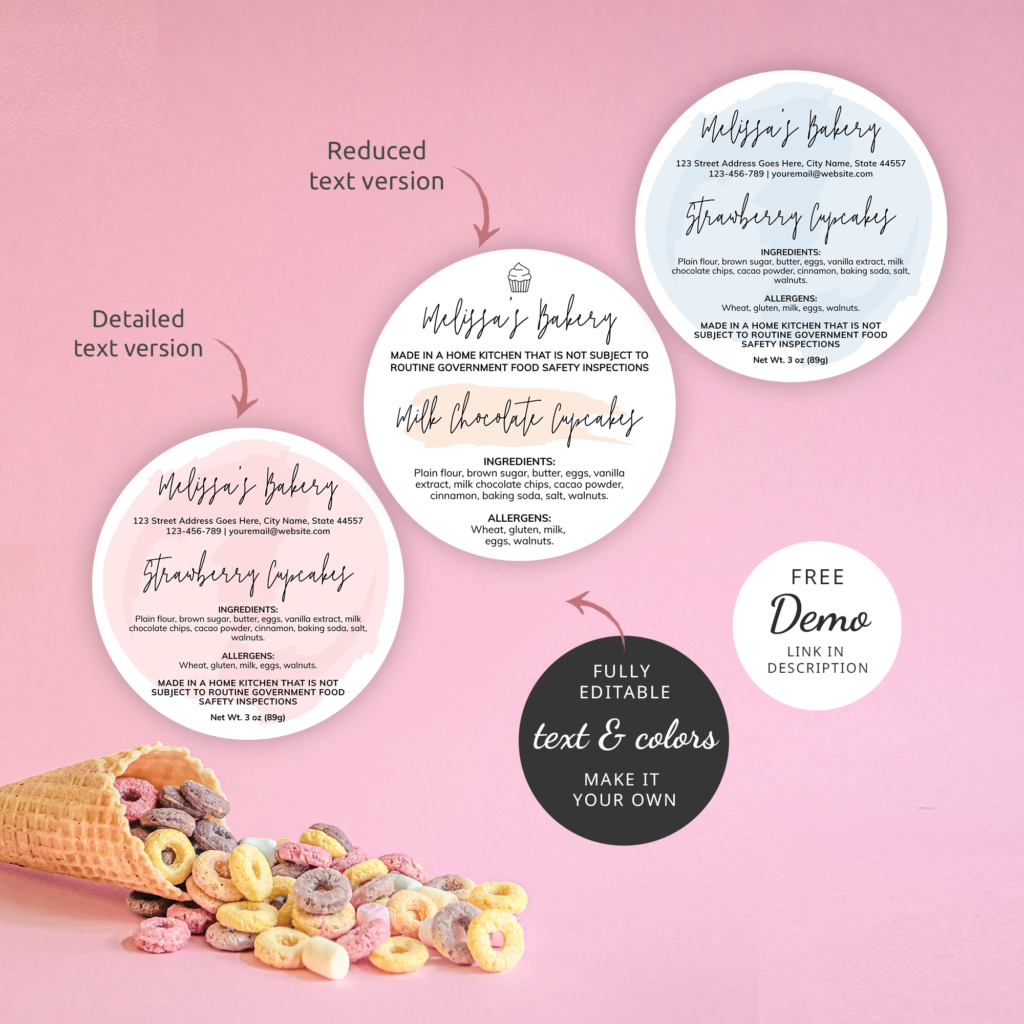 Cottage Law Label Template: Customizable Round Food Labels