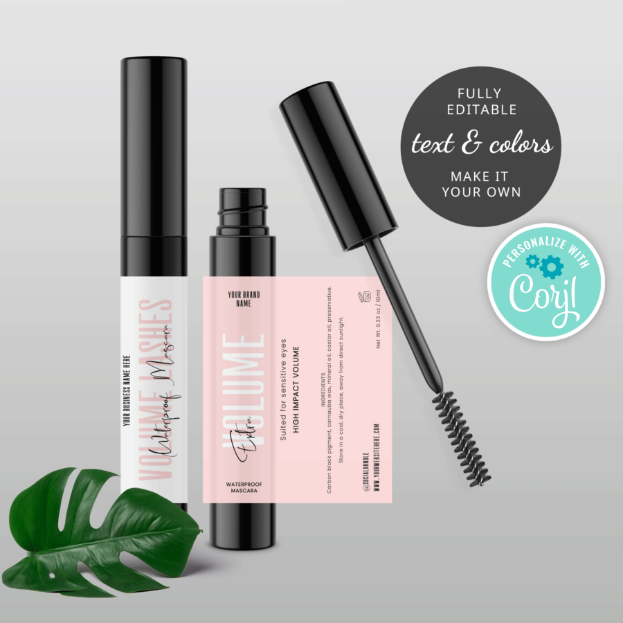 Mascara Packaging Design: Customizable Mascara Label Template