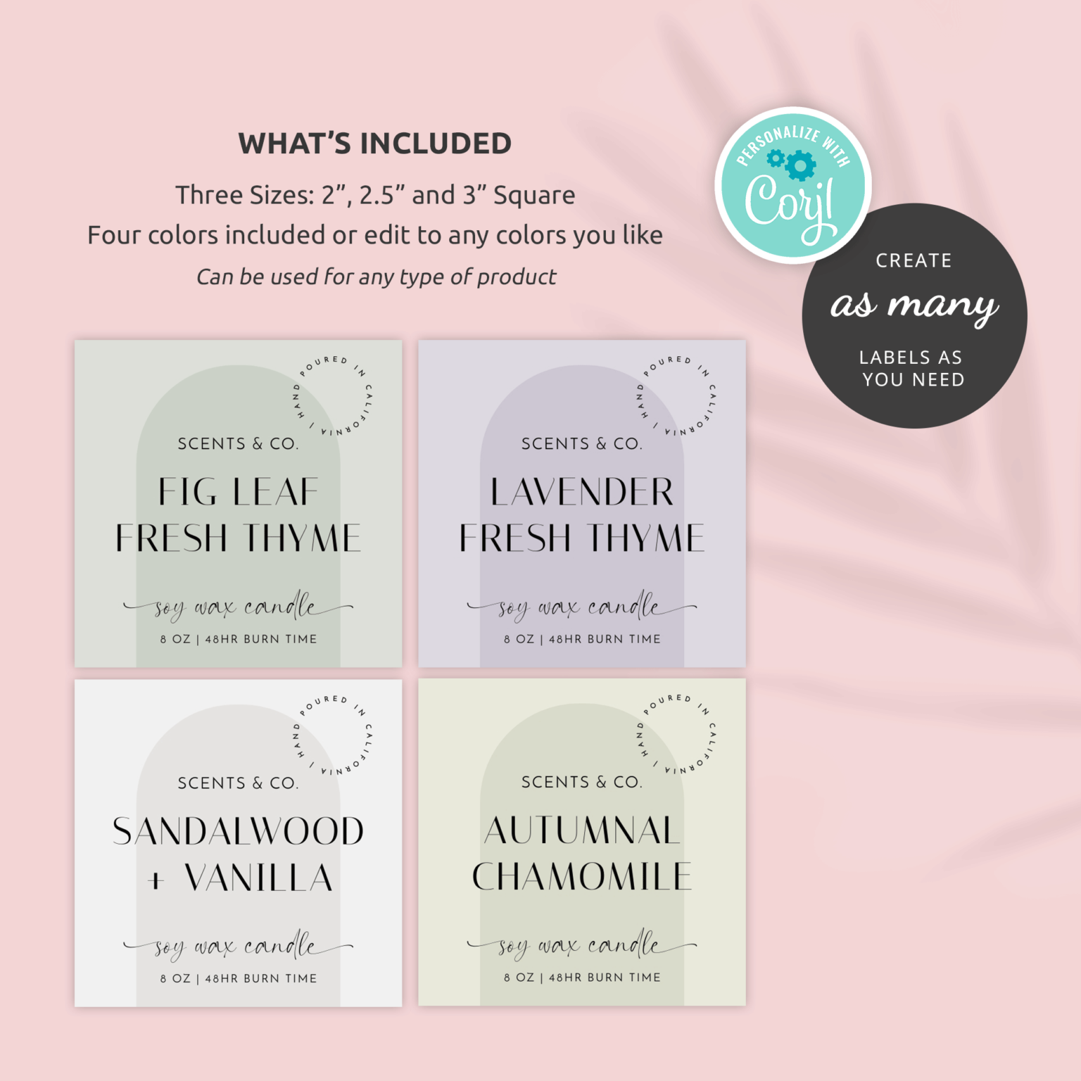Square Product Labels: Modern Packaging Brand Kit Template