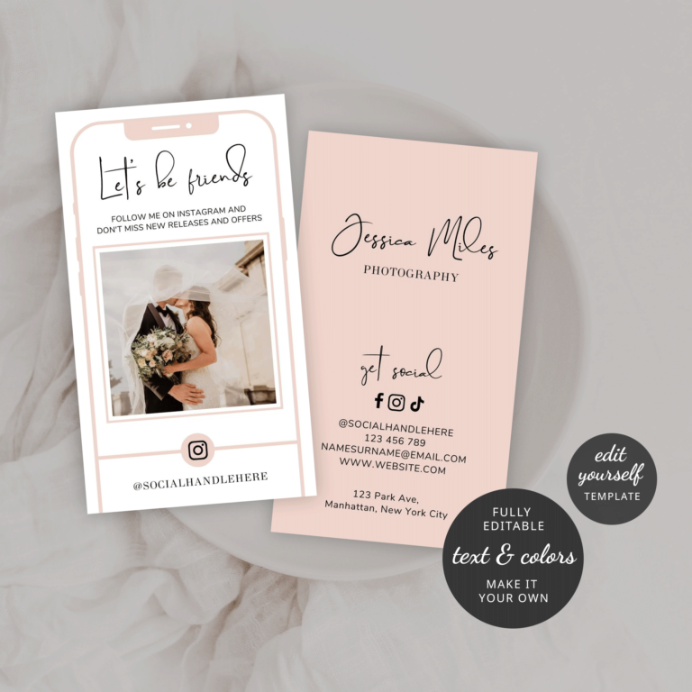 Social Media Business Cards: FB / Instagram Photo Card Template
