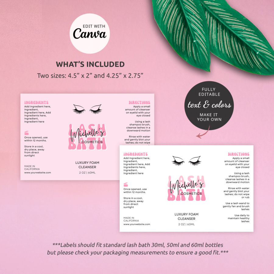 Lash Cleanser Labels: Private Label Lash Shampoo Template