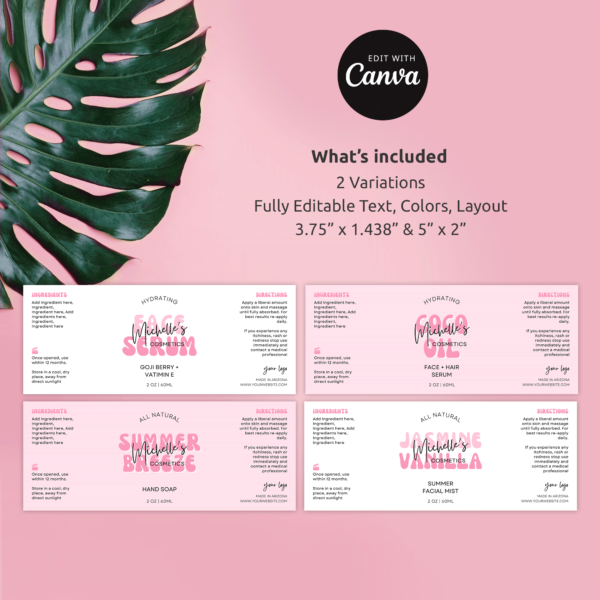 Cosmetic Bottle Label Template: Retro Cosmetic Sticker Labels