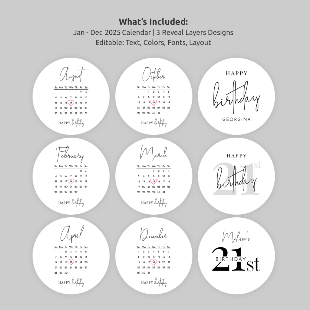 Calendar Cake Design Template: Customizable Burn Away Cake