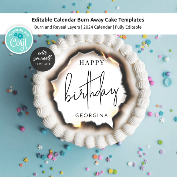 Calendar Cake Design Template: Customizable Burn Away Cake