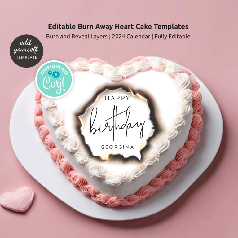 Burn Away Cake Template - Heart Shaped Calendar Design Cake