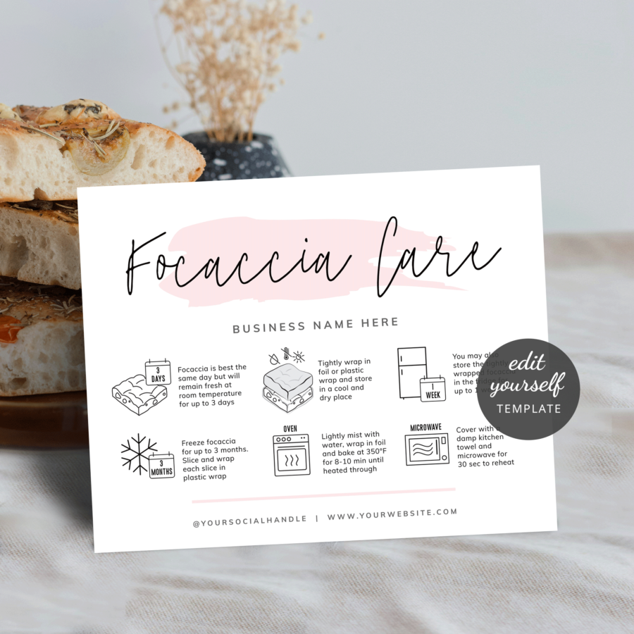 Scones Care Card Template - Sourdough Scones Storage Guide